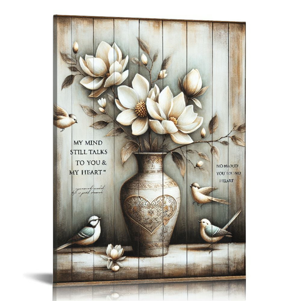 Hummingbirds Tulip Pictures Wall Art Farmhouse Floral Country ...