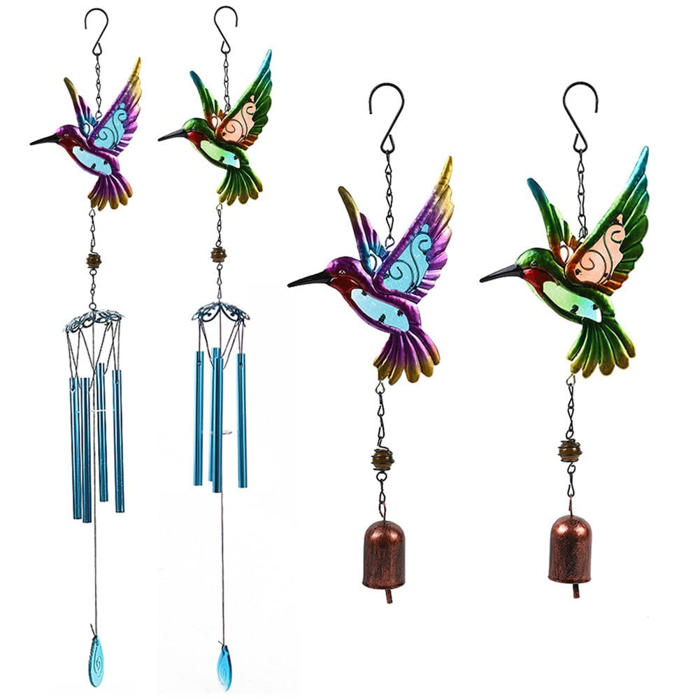 Hummingbirds Wind Chimes Spinner Romantic Metal Art Wind Bells Musical ...