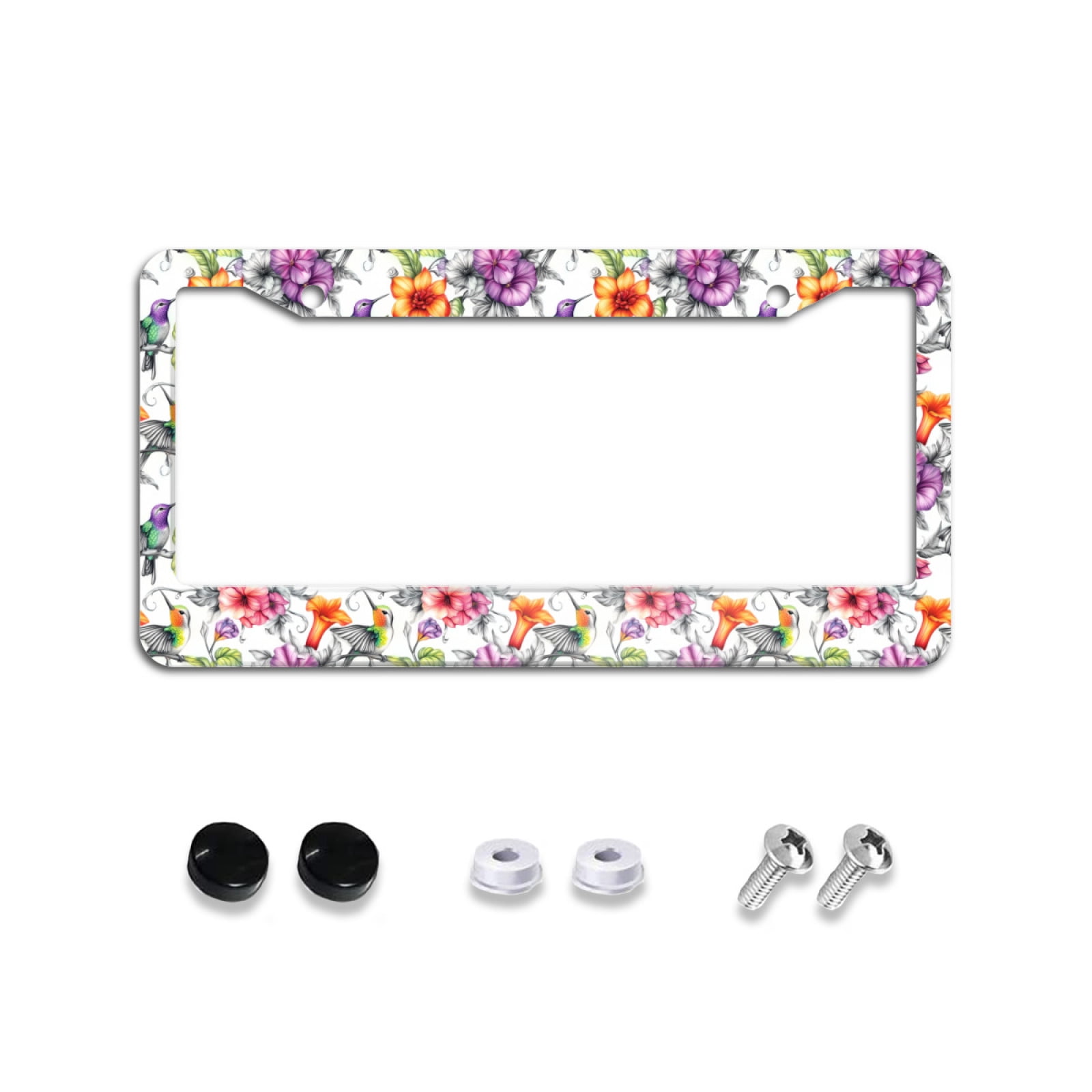 Hummingbirds and Tropical Flowers License Plate Frames for Women Men ...