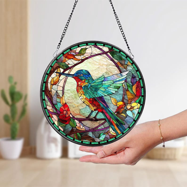 Hummingbirds and Wild Flowers Suncatcher, Hummingbird Lovers, Window ...