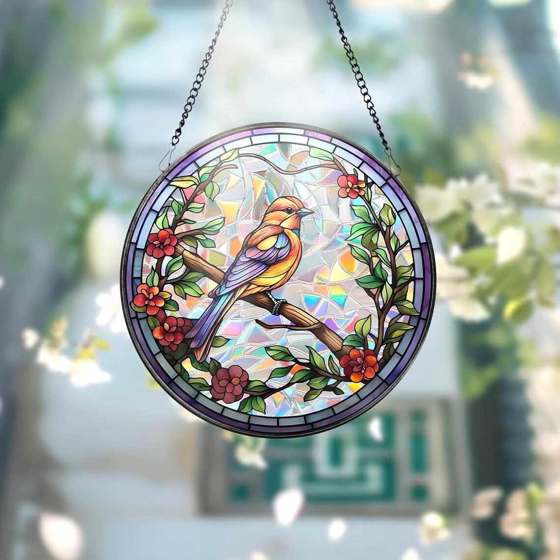 Hummingbirds and Wild Flowers Suncatcher, Hummingbird Lovers, Window ...