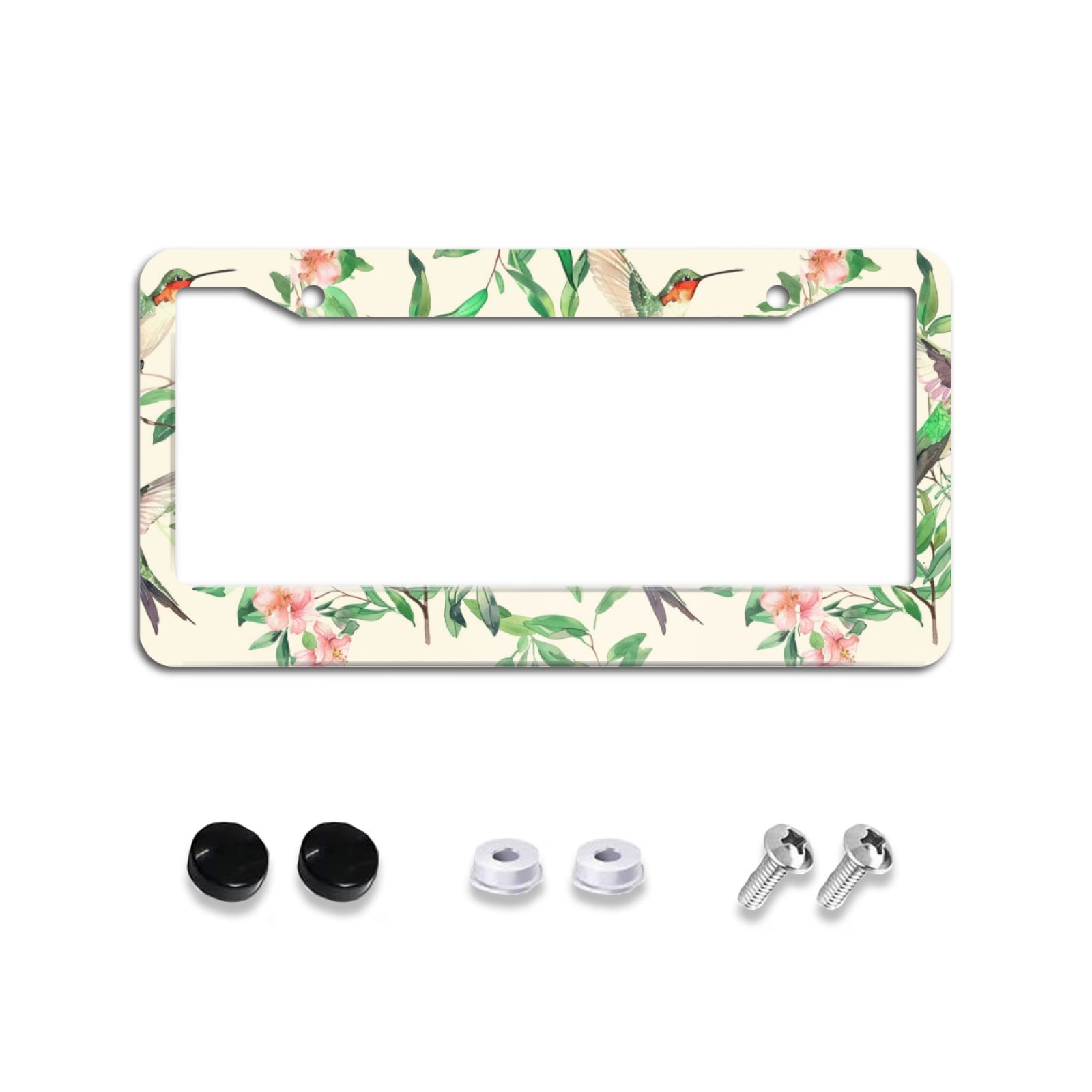 Hummingbirds with Green Leaves License Plate Frames for Women Men Car ...