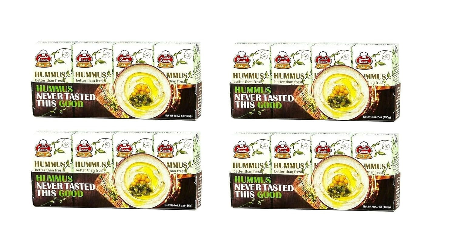 Hummus Kasih with Tahini Ready To Eat Mini Size 4 x 4 Mini Packets 135g ...