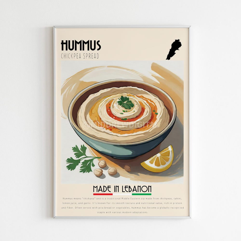 Hummus Poster, Lebanon Food Print, Minimalist Hummus, Mediterranean ...