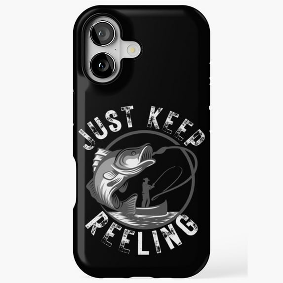 Humor Angler Just Keep Reeling Fishing Quote iPhone Tough Case for 17 ...