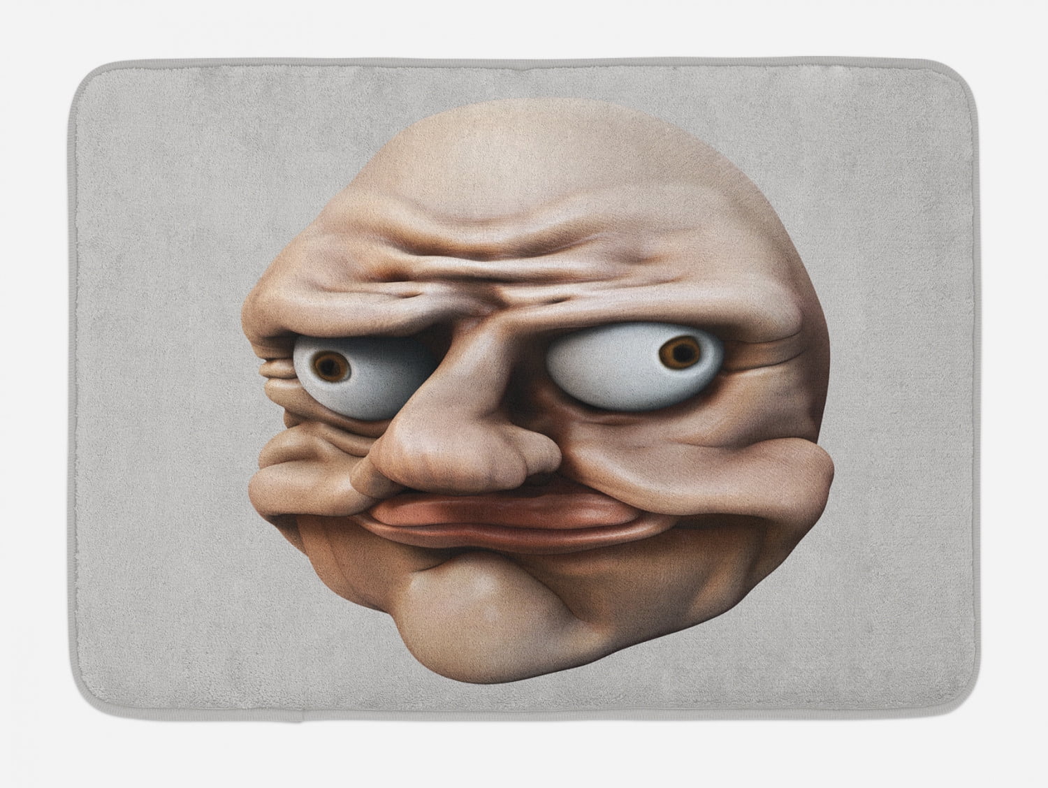 Humor Bath Mat, Grumpy Internet Troll Face with Trippy Gestures Ugly ...