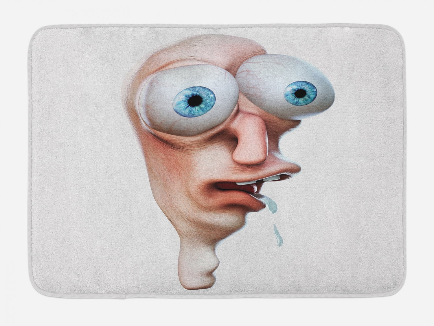 Humor Bath Mat, Stupid Derp Human Face Web Comics Character Simple ...