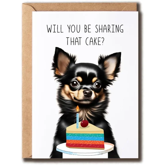 Humor Card - Birthday Cake Card - Lovely Dog Card - Greeting Card ...