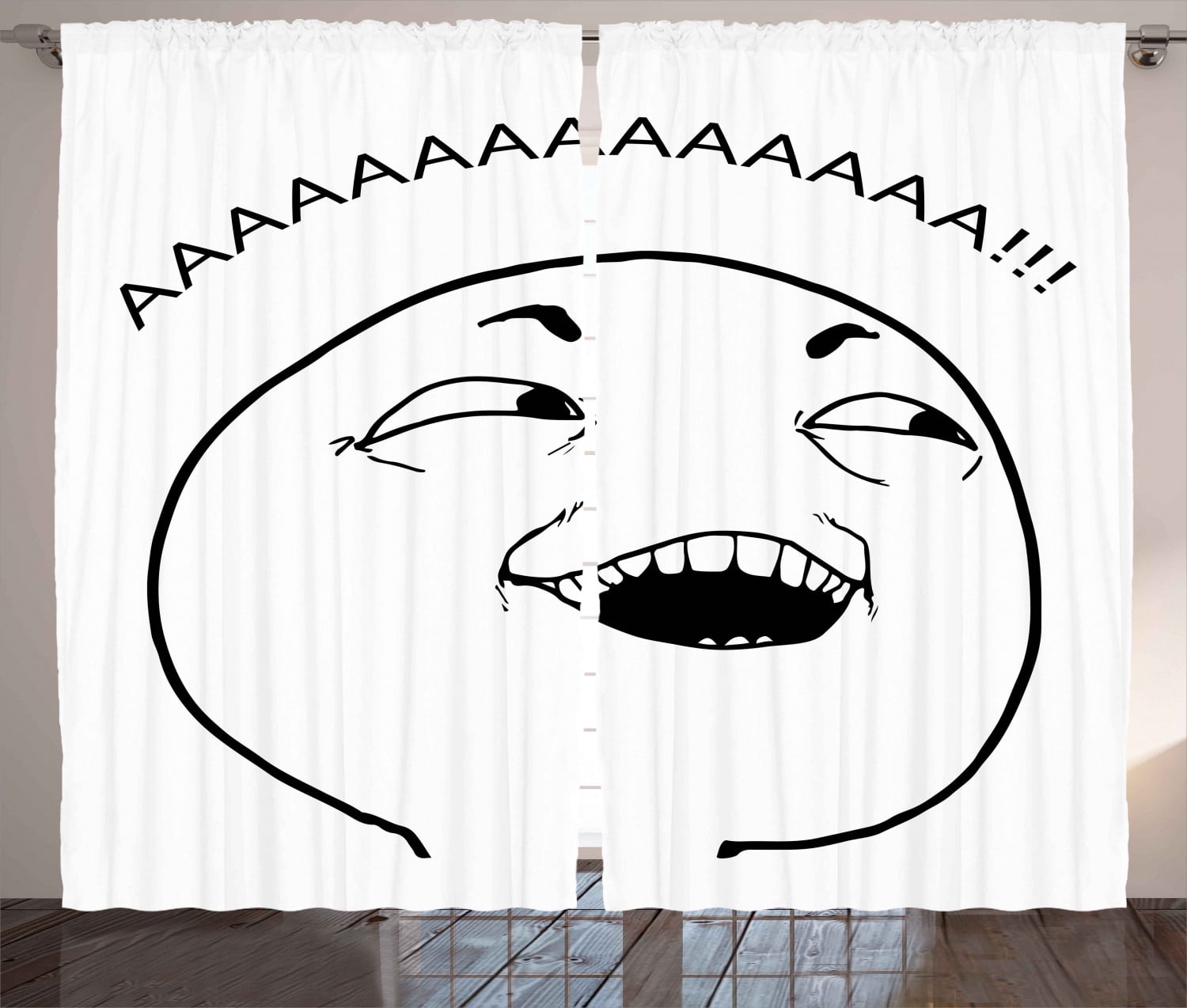 Ambesonne Humor Curtains 2 Panel Set, Happy Boy Meme, 108" x 108 ...