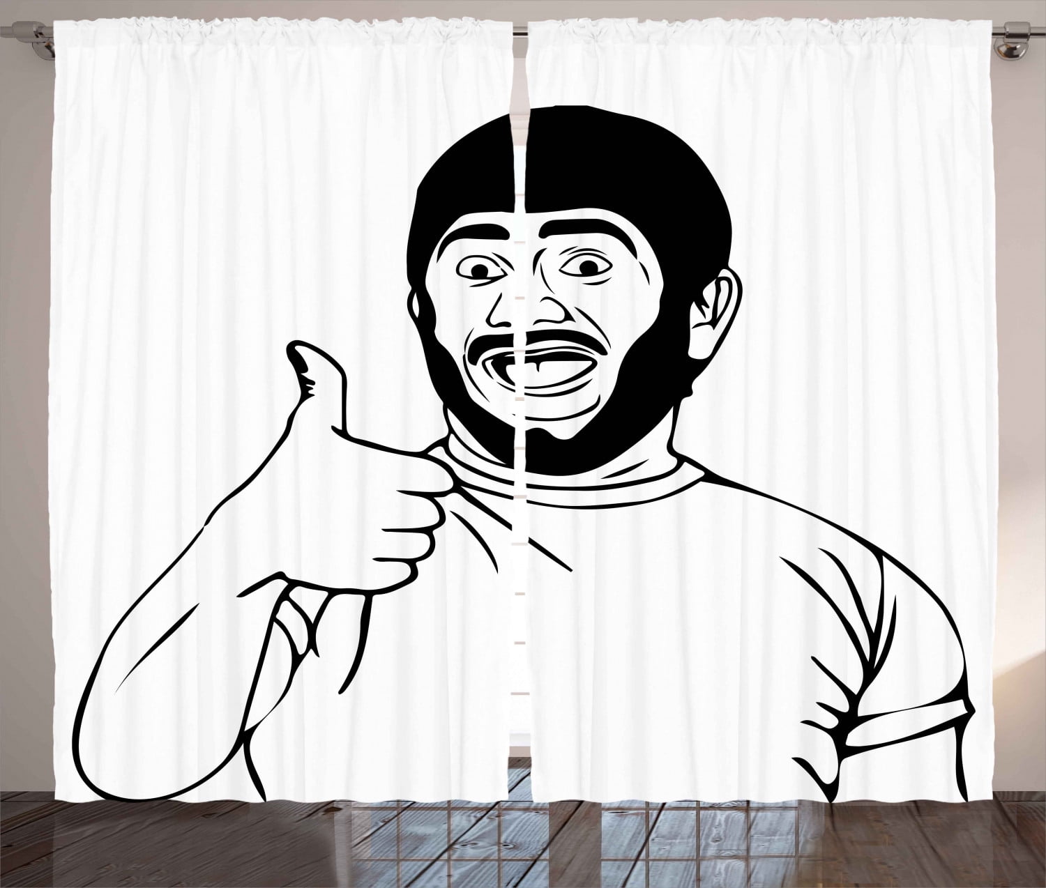Ambesonne Humor Curtains 2 Panel Set, Nice Job Bro Thumbs, 108" x 108 ...