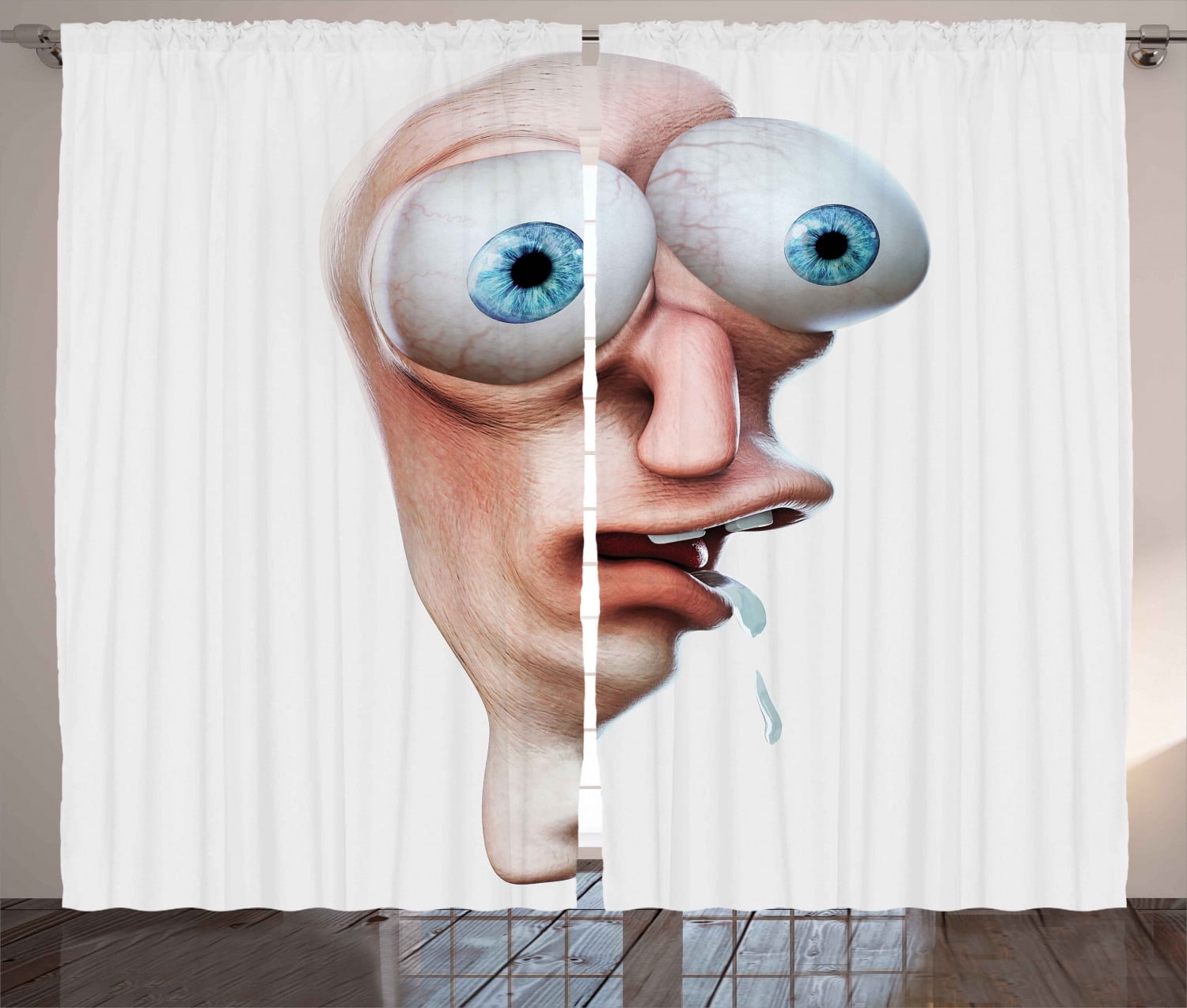 Ambesonne Humor Curtains 2 Panel Set, Stupid Derp Human Comics, 108" x ...
