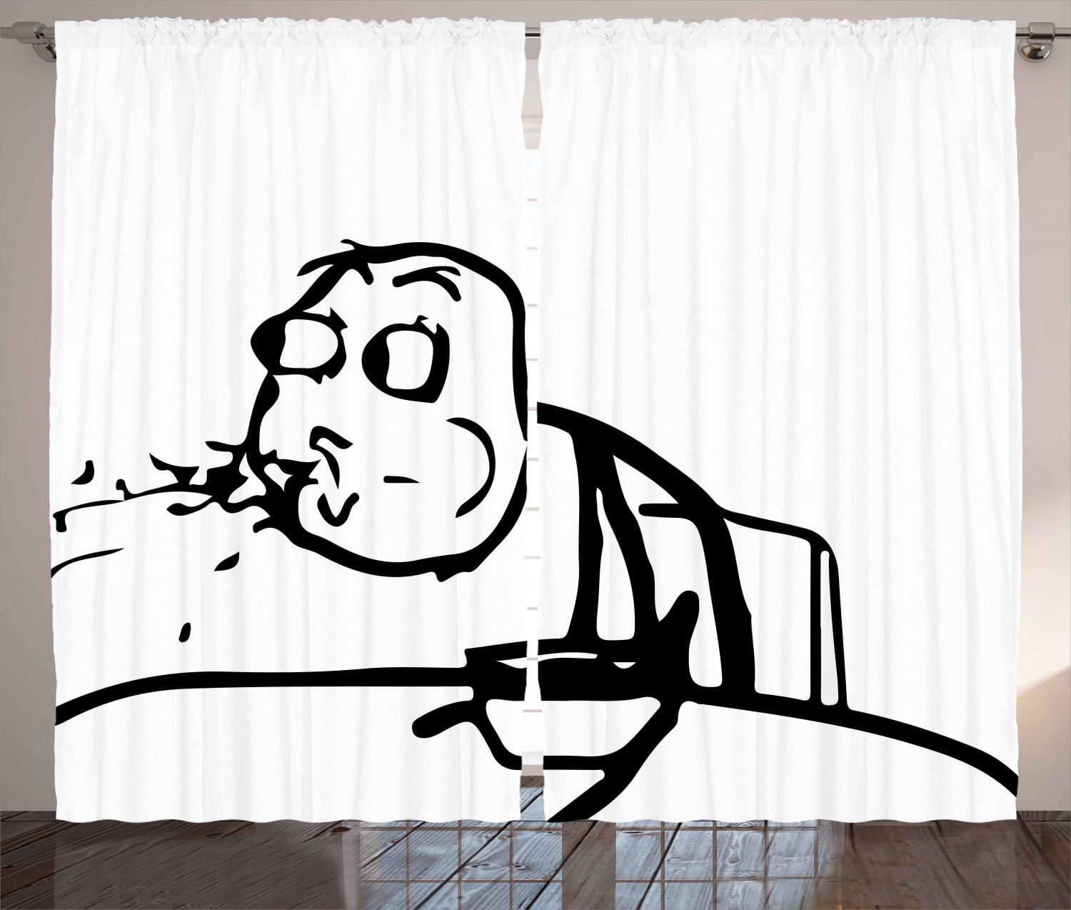 Ambesonne Humor Curtains 2 Panel Set, Wierd Meme Troll Comics, 108" x ...