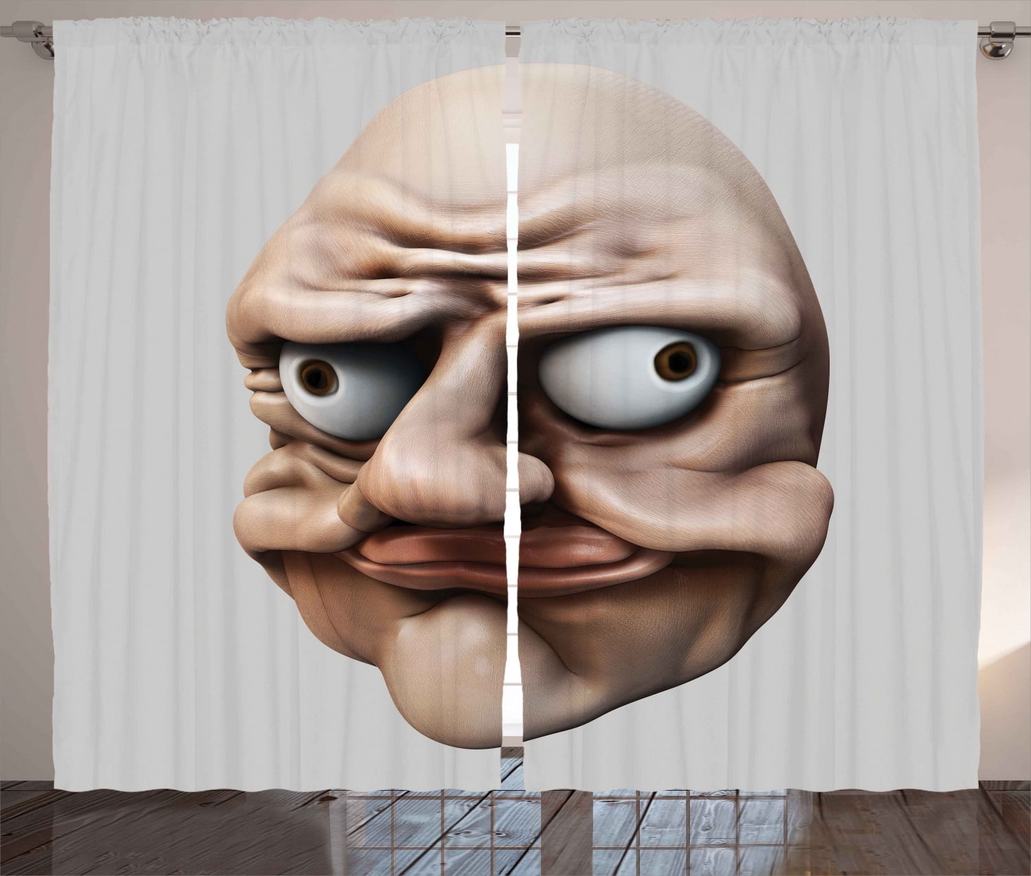 Ambesonne Humor Curtains 2 Panel Set, Grumpy Internet Troll, 108" x 84 ...