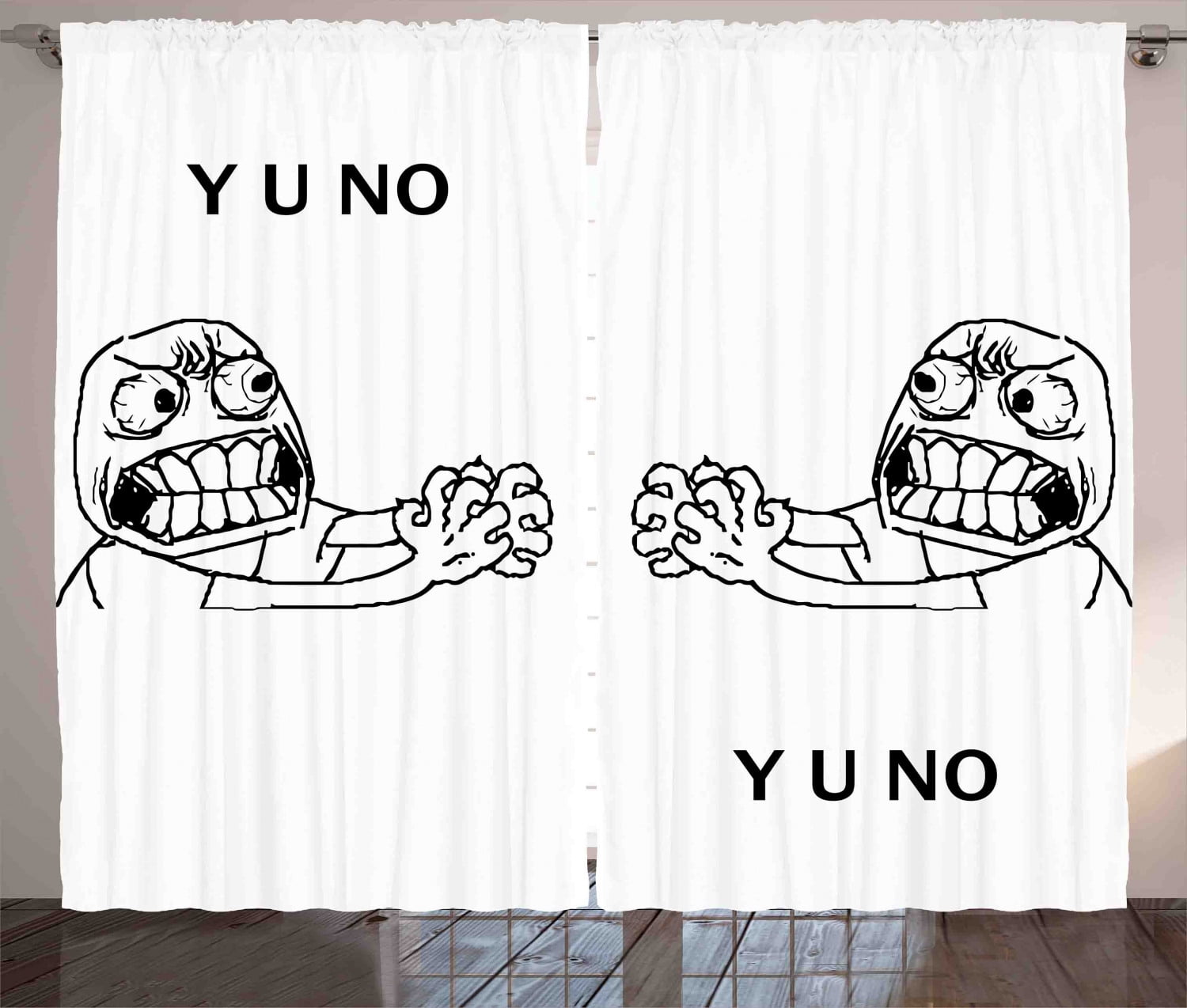 Ambesonne Humor Curtains 2 Panel Set, Hipster Mascot Meme, 108" x 84 ...
