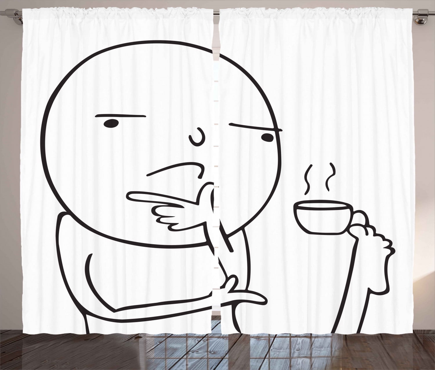 Ambesonne Humor Curtains 2 Panel Set, Thoughtful Meme Coffee, 108" x 84 ...