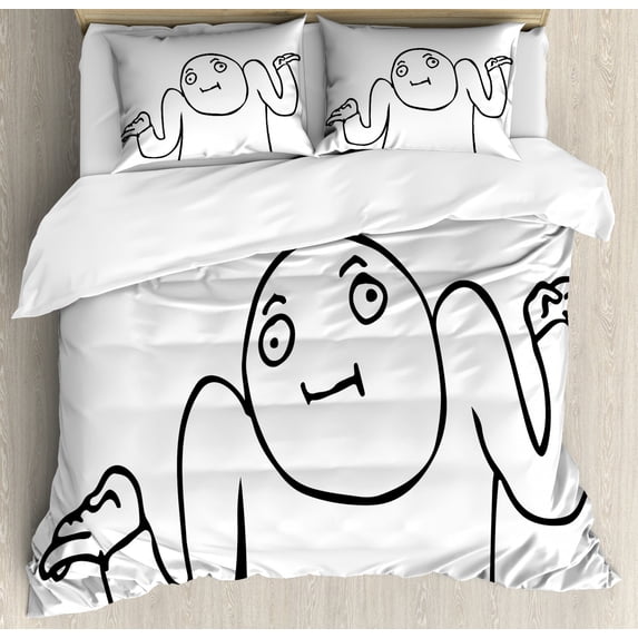 Humor Decor King Size Duvet Cover Set, Whatever Guy Meme Confusion ...