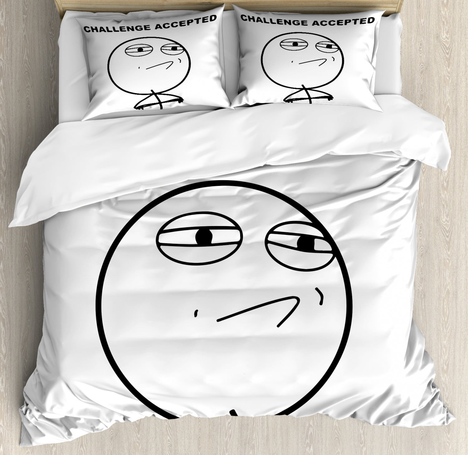 Humor Decor Queen Size Duvet Cover Set, Challenge Accepted Guy Meme ...