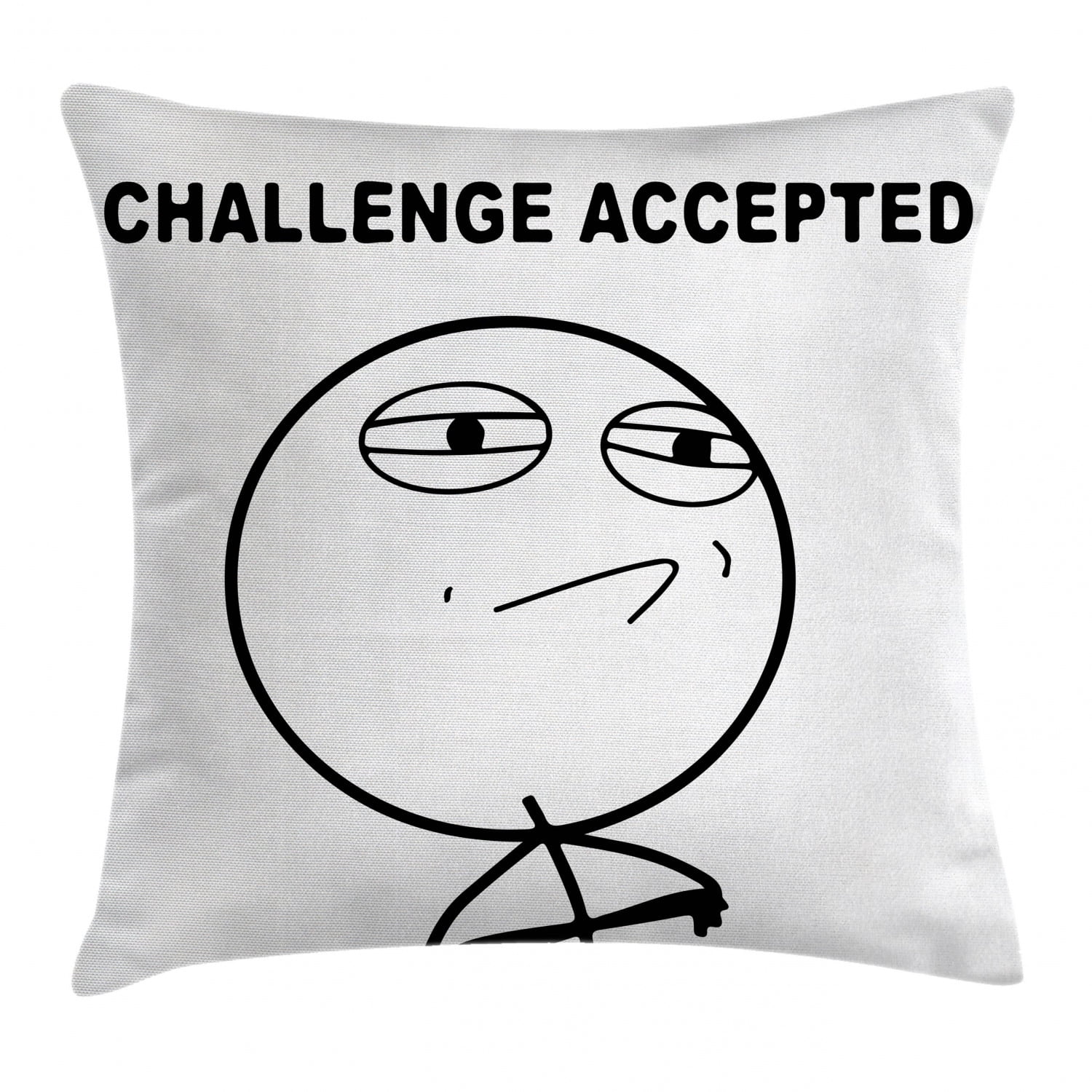 Humor Decor Throw Pillow Cushion Cover, Challenge Accepted Guy Meme ...