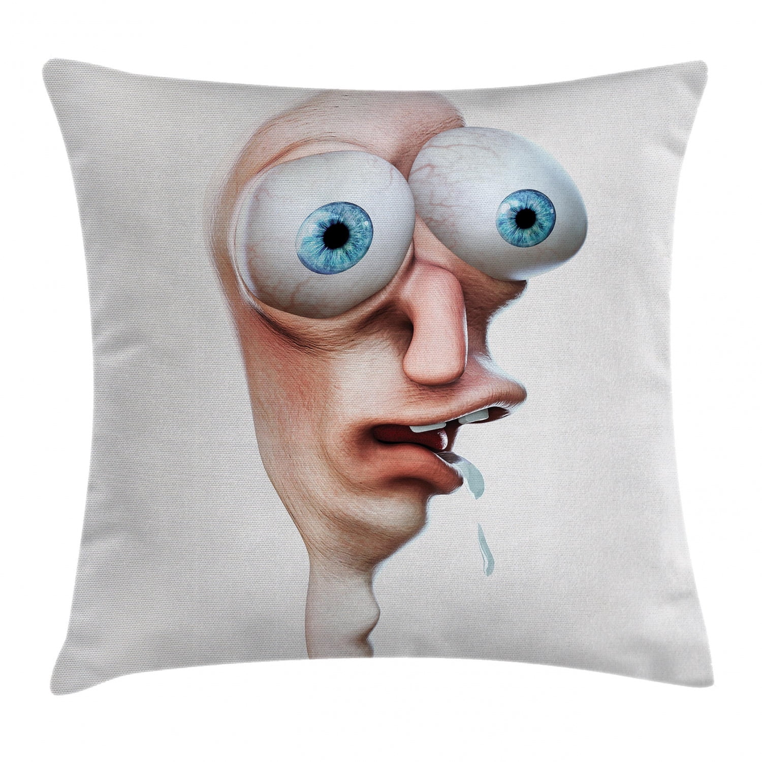 Humor Decor Throw Pillow Cushion Cover, Stupid Derp Human Face Web ...