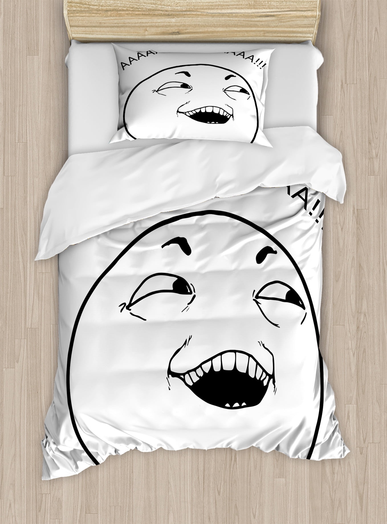 Humor Duvet Cover Set, Lol Guy Happy Boy Meme Face Internet Community ...