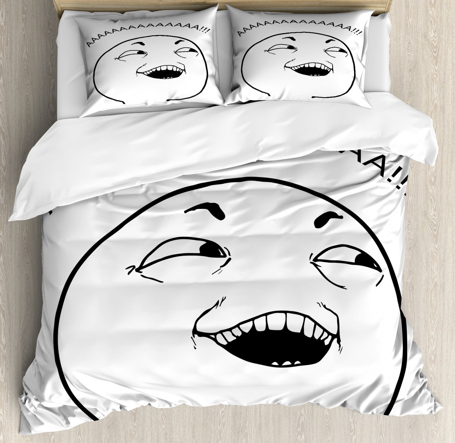 Humor Duvet Cover Set, Lol Guy Happy Boy Meme Face Internet Community ...