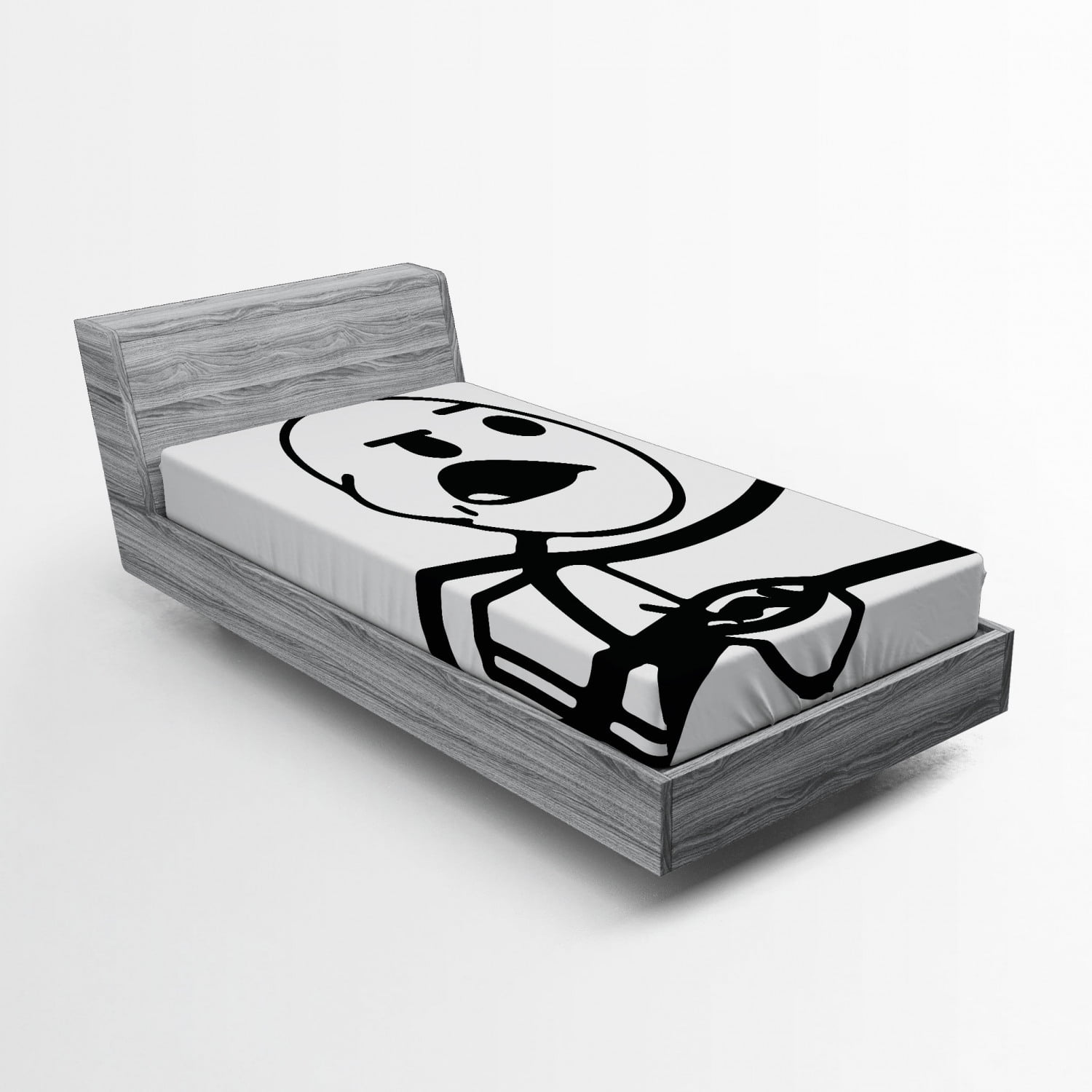 Ambesonne Humor Fitted Sheet, Grumpy Forever Alone Guy, Twin Size ...