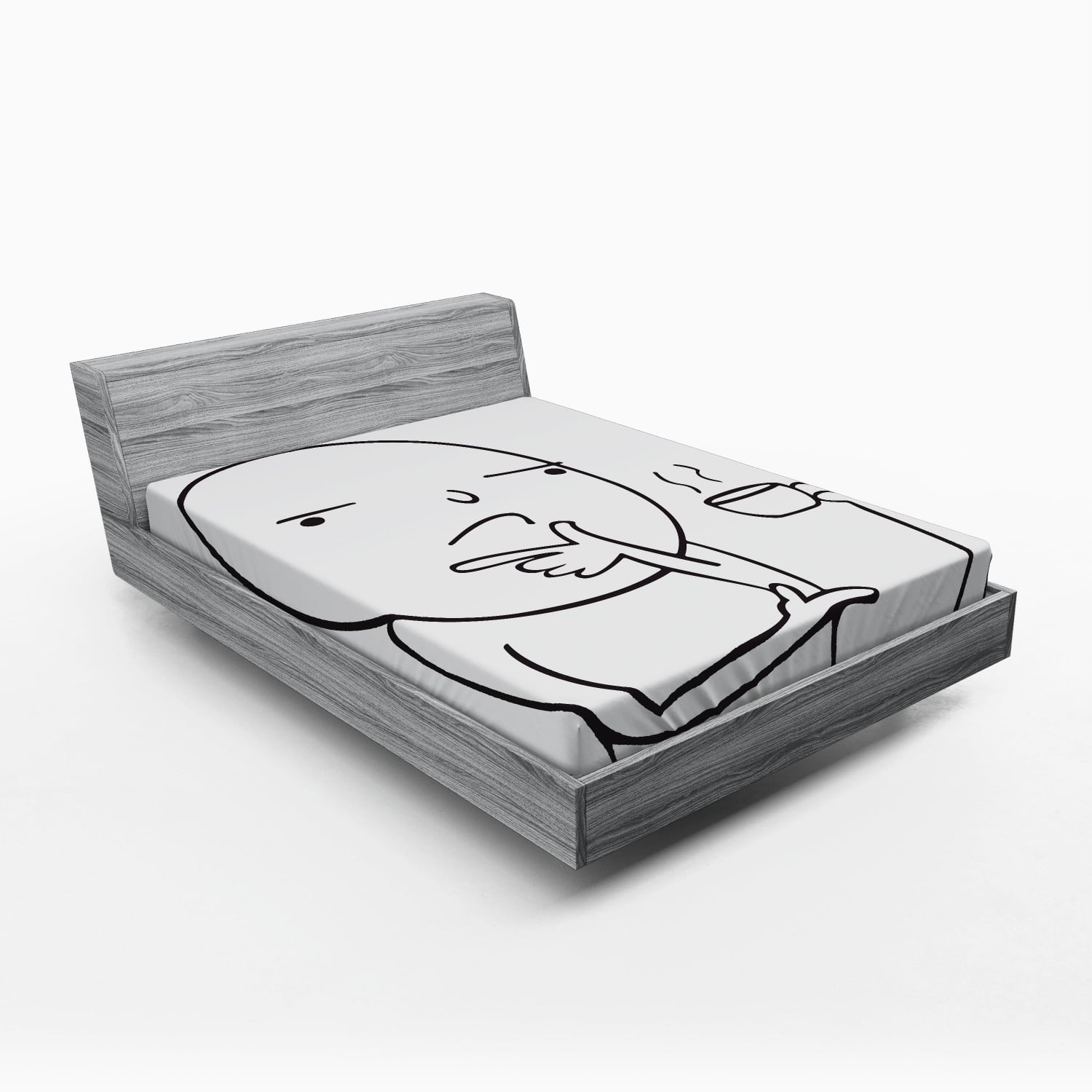 Ambesonne Humor Fitted Sheet, Thoughtful Meme Coffee, Full Size, Black ...