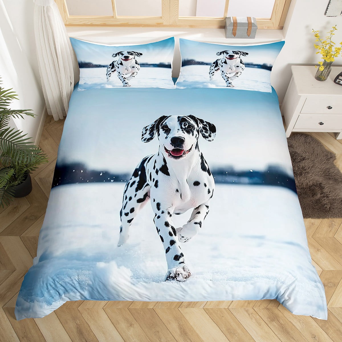 Humor Great Dane Duvet Cover Queen Size,Cute Dalmatian Dog Bedding Set ...