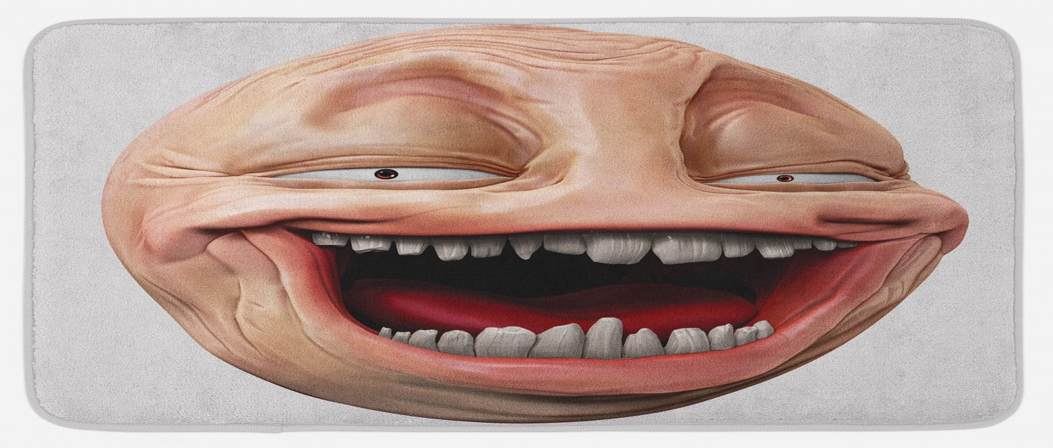 Humor Kitchen Mat, Poker Face Guy Meme Laughing Mock Person Smug Stupid Odd Post Forum Graphic ...