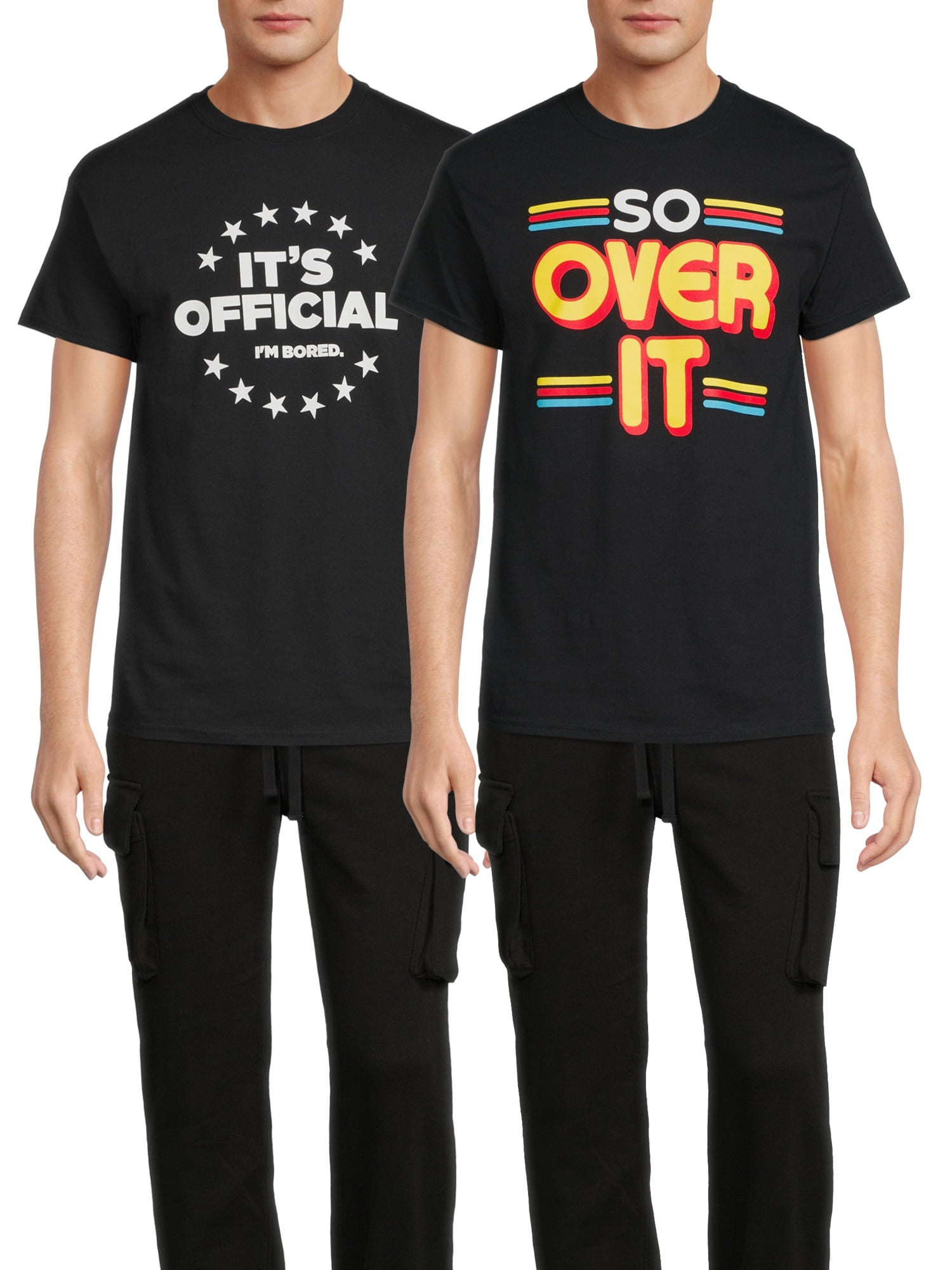 Humor Men's & Big Men's So Over It and I'm Bored Graphic T-Shirts with ...