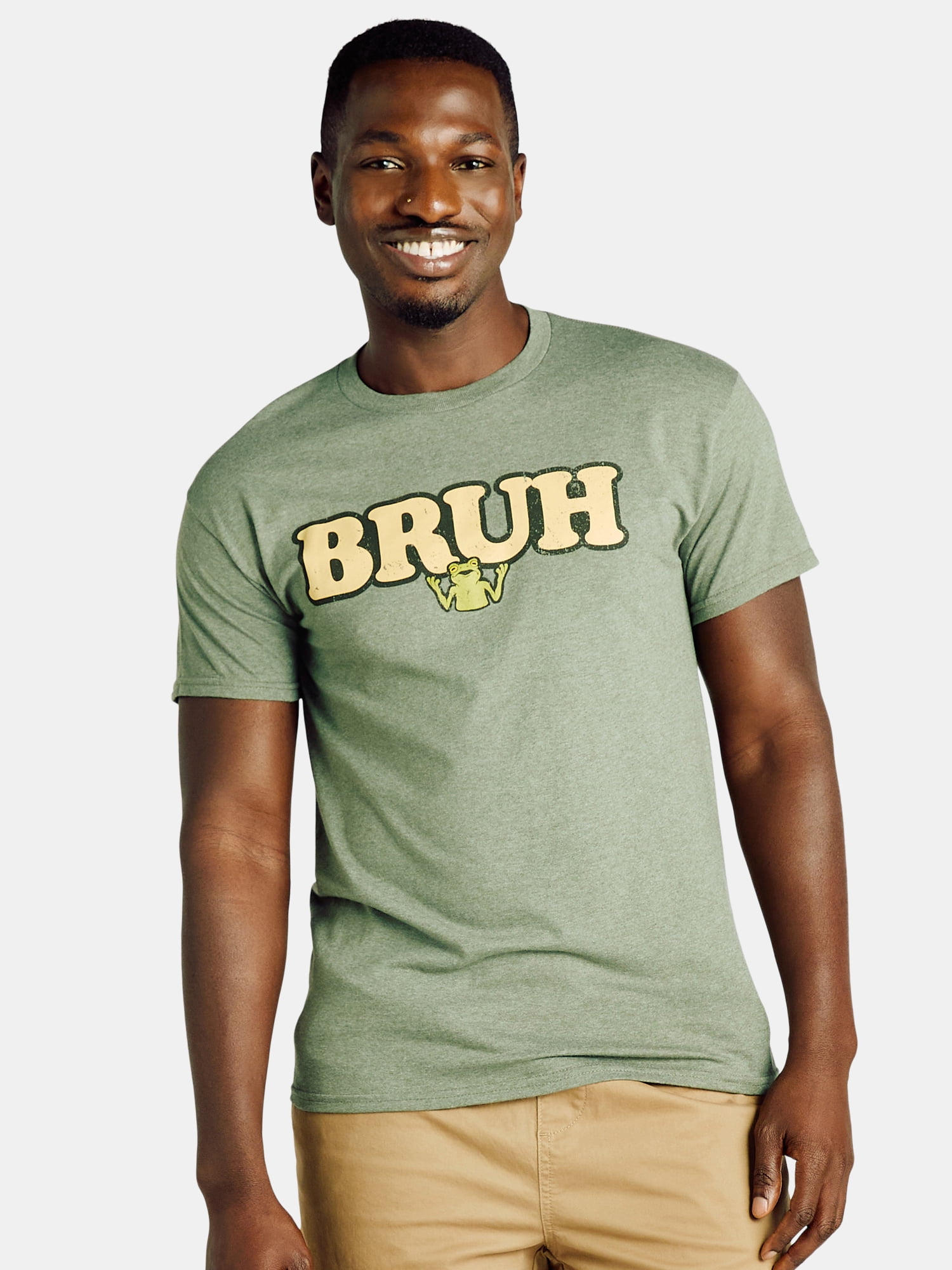 Humor Men's and Big Men's Bruh Frog Graphic Tee with Short Sleeves ...