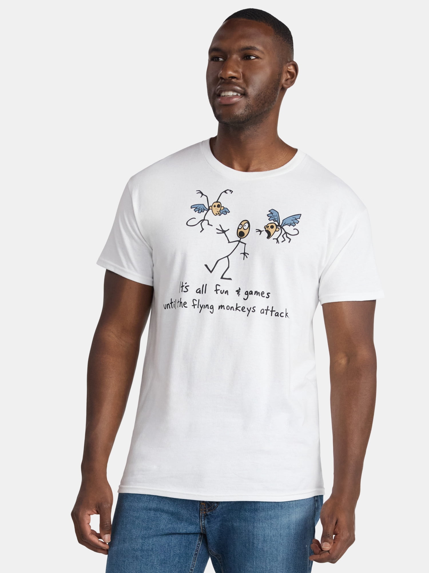 Humor Men's and Big Men's Flying Monkeys Attack Men's Short Sleeve ...