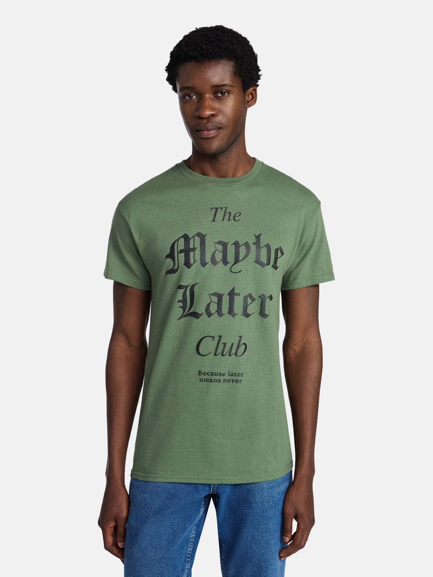 Humor Men's and Big Men's Maybe Later Club Cotton Graphic Tee with ...