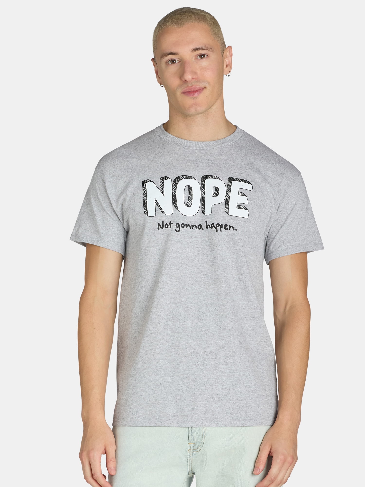 Humor Men's and Big Men's Nope Not Gonna Happen Graphic Tee with Short ...
