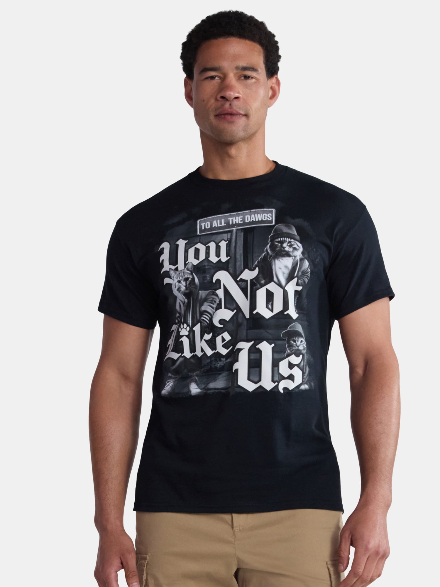 Humor Men's and Big Men's Cats You Not Like Us Cotton Graphic Tee Shirt ...