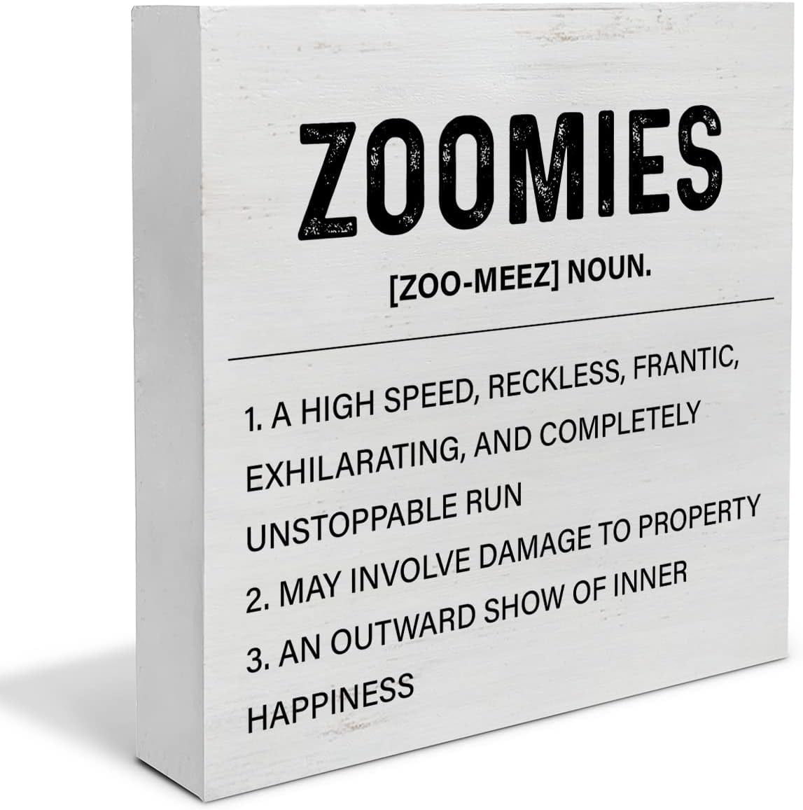 Humor Pet Quote Wood Box Sign Decor Desk Sign Zoomies Definition Wooden ...