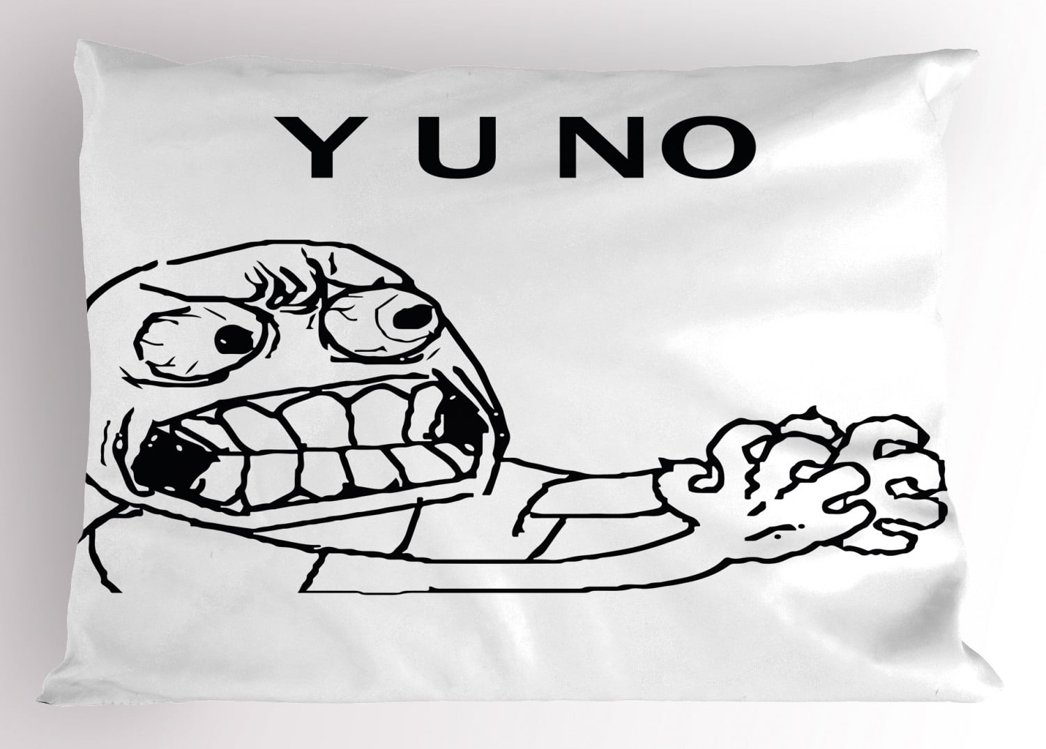 Humor Pillow Sham Mascot Rage Guy Meme Face Figure with Big Eyes Full ...