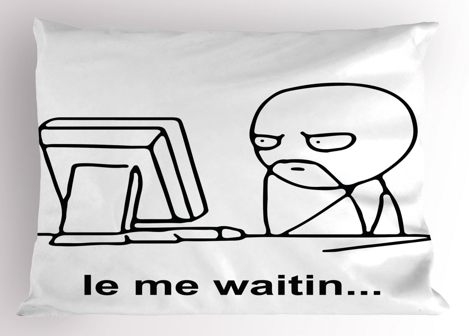 Humor Pillow Sham Stickman Meme Face Icon Looking at Computer Joyful ...