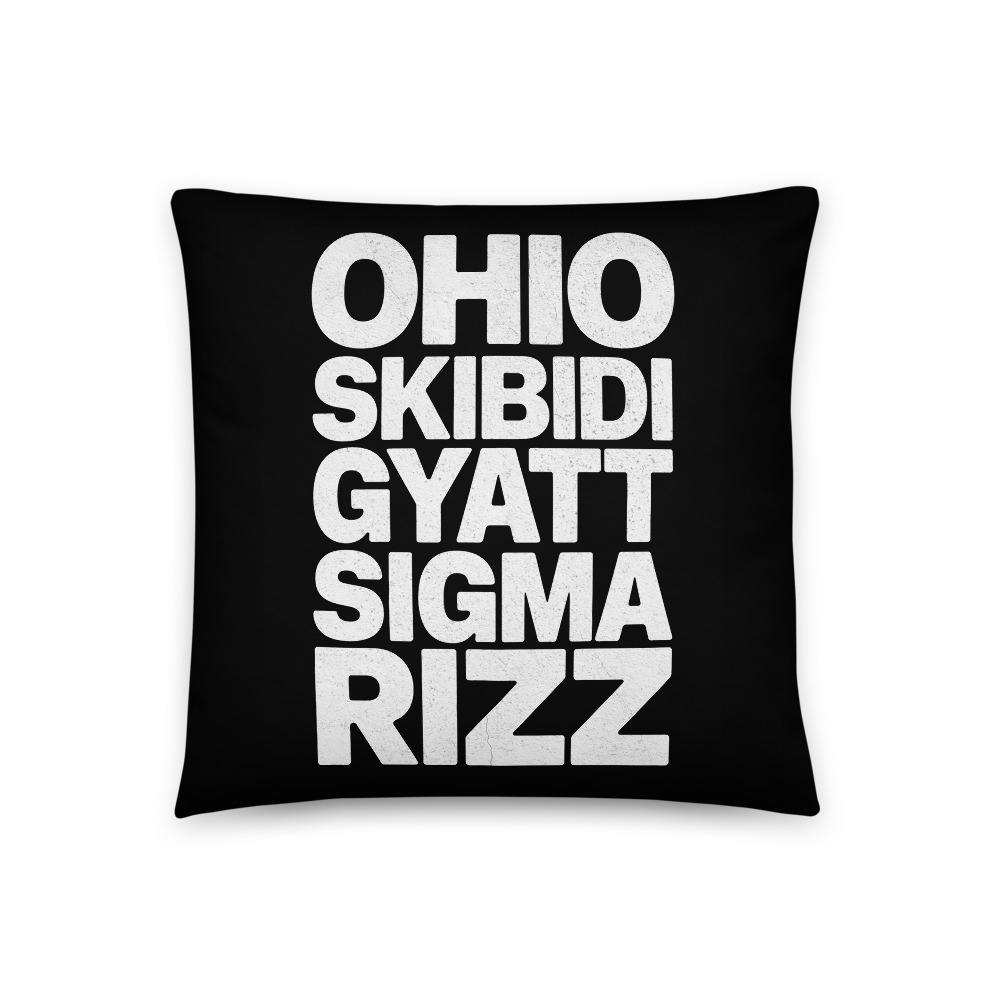 Humor Quote Basic Pillow, Ohio Skibidi Gyatt Sigma Rizz (18″×18 ...