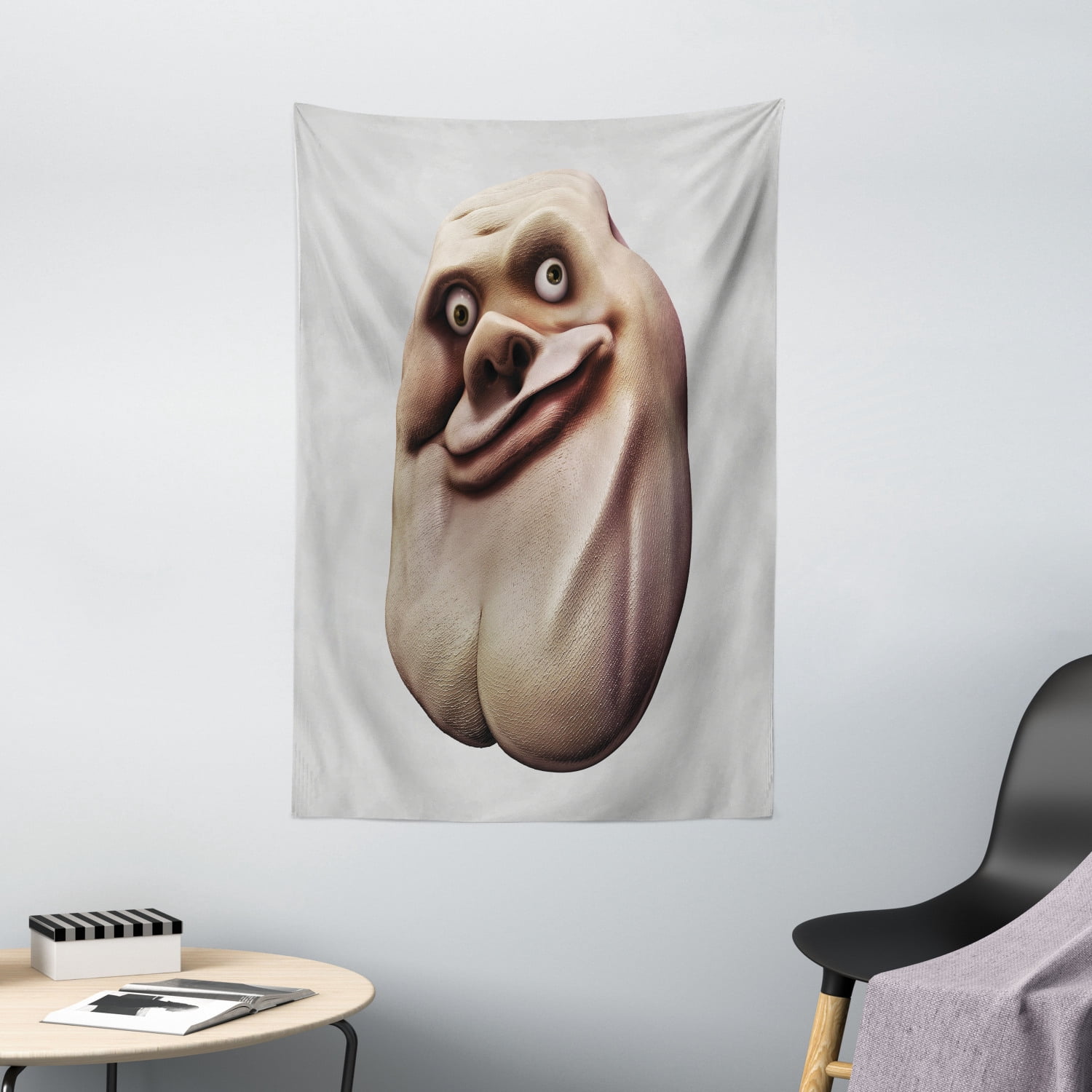 Humor Tapestry, Awkward Meme Face with Unusual Facial Gesture Ugly Mock ...