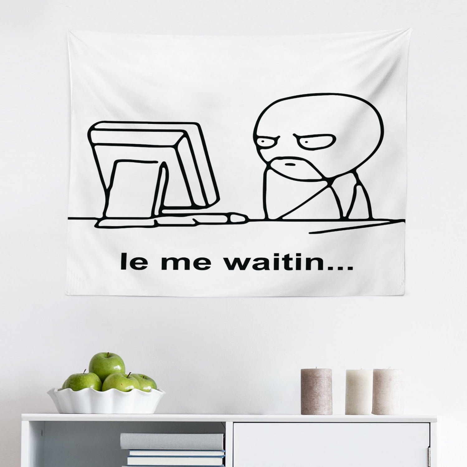 Humor Tapestry, Mascot Rage Guy Meme Face with Big Eyes Full of Anger ...