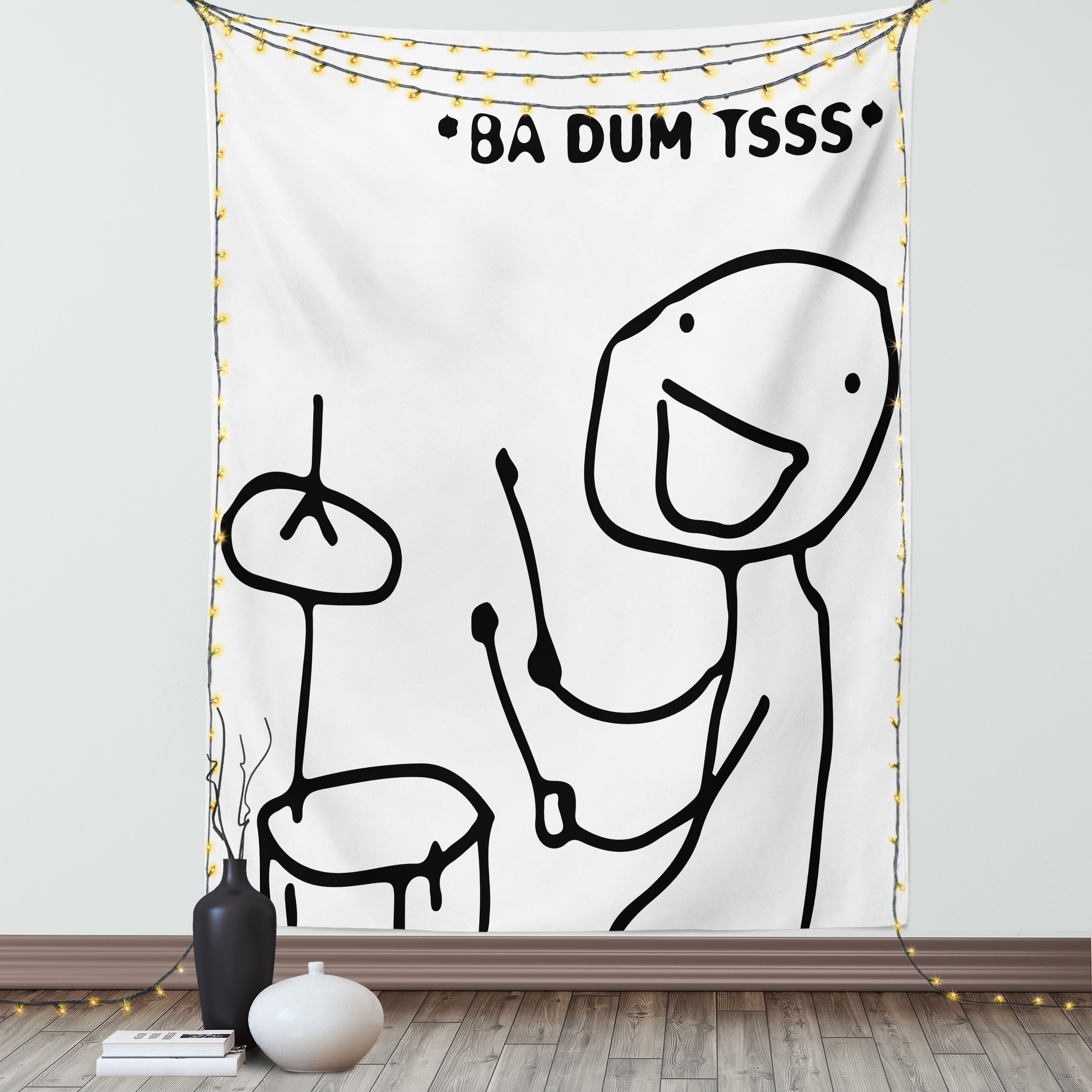 Humor Tapestry, Musician Stickman Plays Drums Happy Instrument Artisan ...