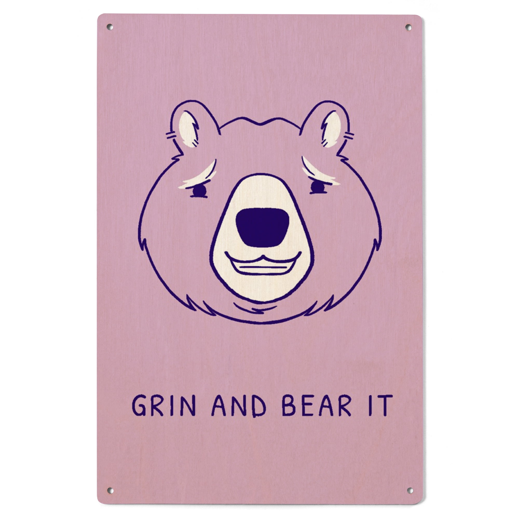 Humorous Animals Collection, Bear, Grin And Bear It Birch Wood Wall ...