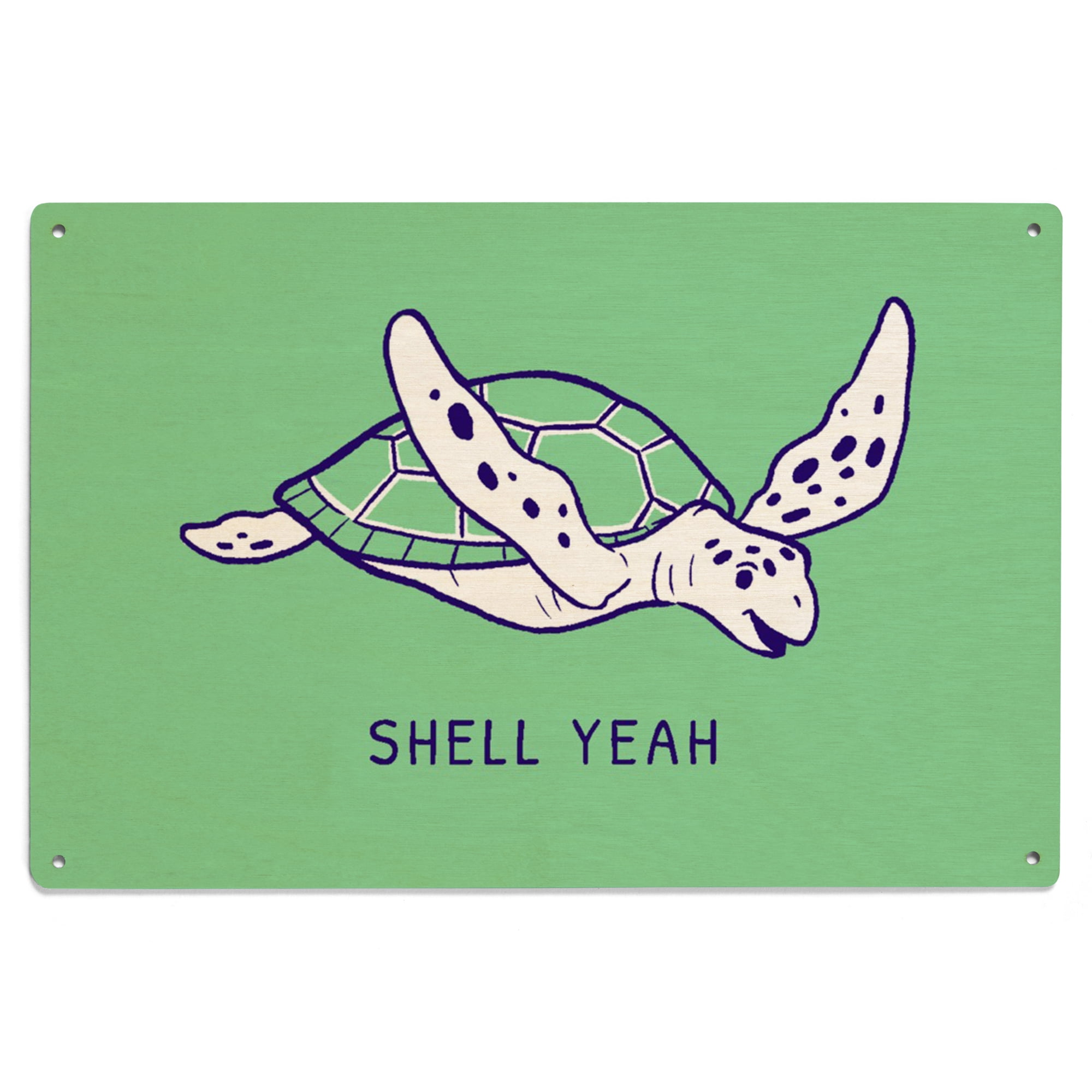 Humorous Animals Collection, Sea Turtle, Shell Yeah Birch Wood Wall ...