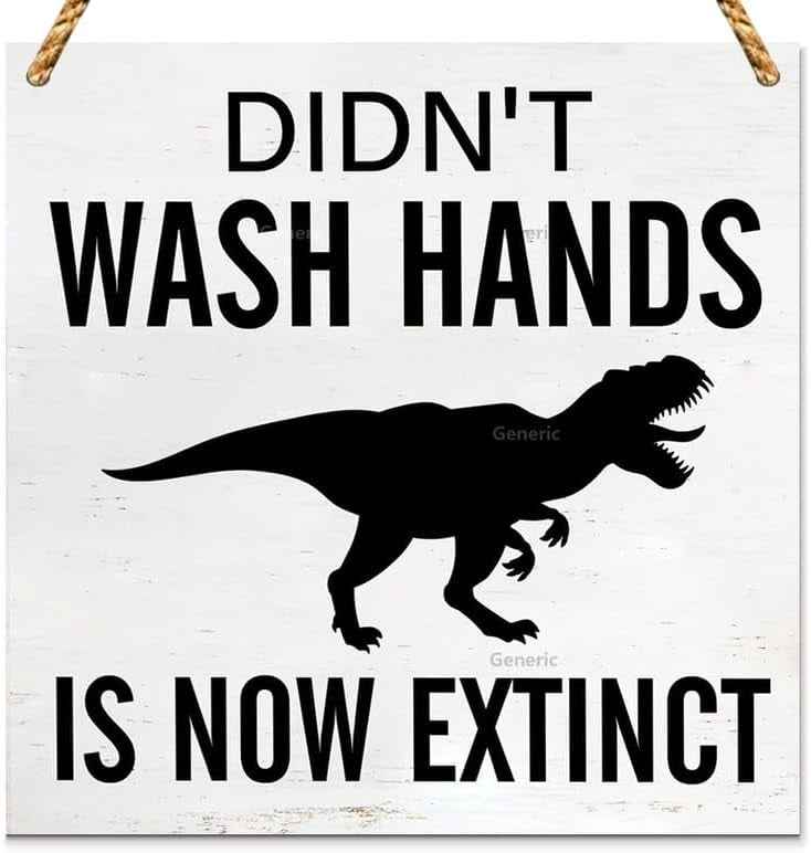 Humorous Bathroom Quote Wooden Sign with Saying Decor Dinosaur Didn’t ...