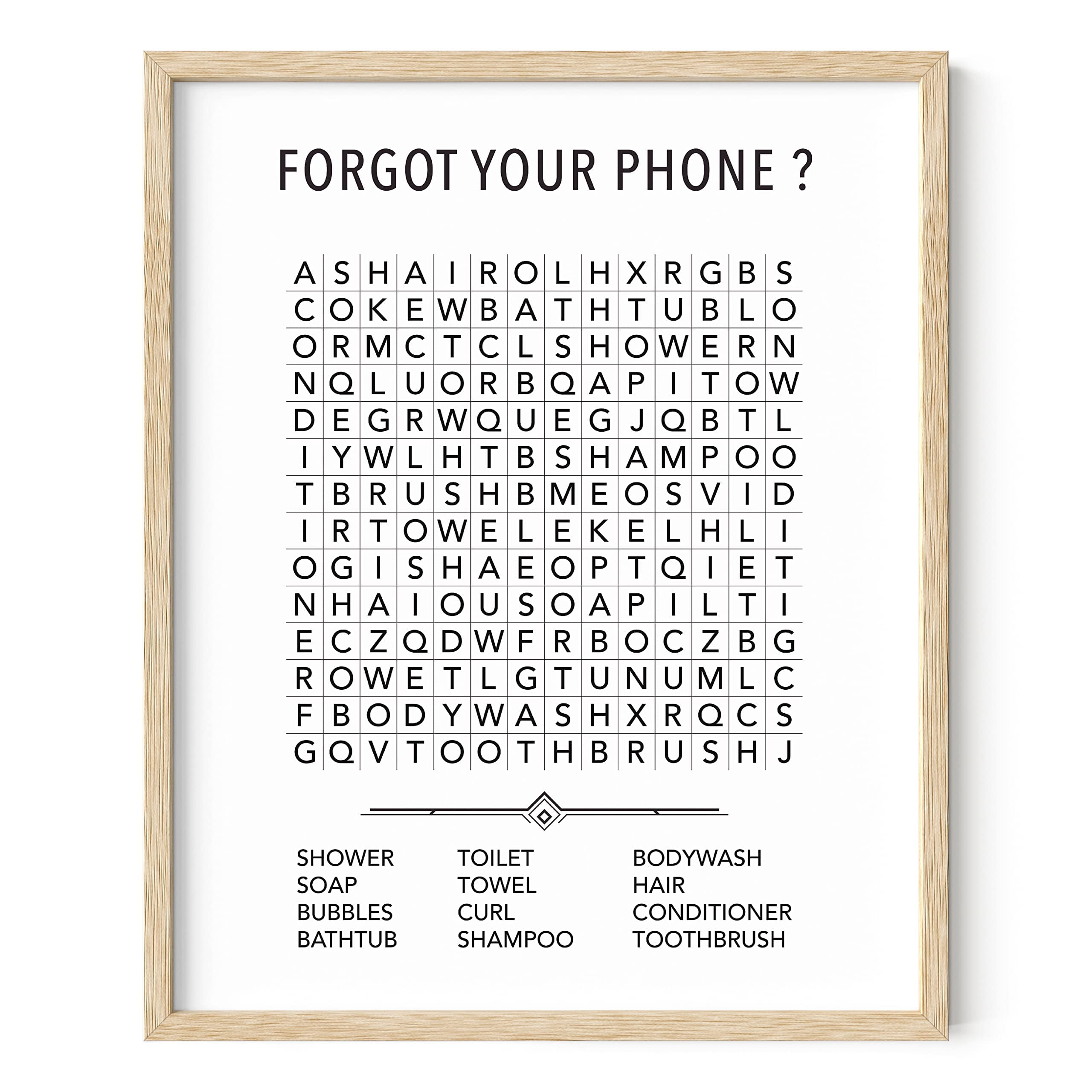 Humorous Bathroom Wall Art, Funny Word Search Print for Guest Bathroom ...