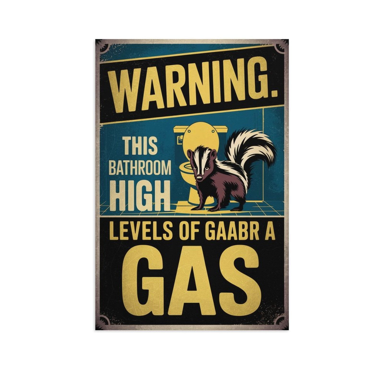 Humorous Bathroom Wall Decor Skunk Warning Sign Retro Gas Levels Poster ...