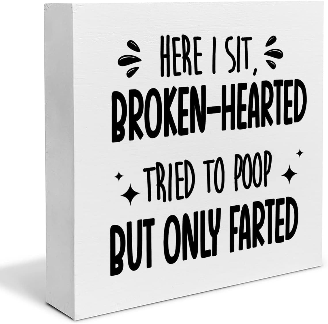 Humorous Bathroom Wood Box Sign Art Desk Decor Bathroom Quote Wood ...