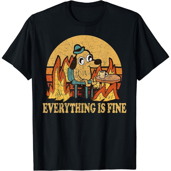 Humorous Burning Dog Coffee Meme T-Shirt Retro Style Graphic - Walmart.com