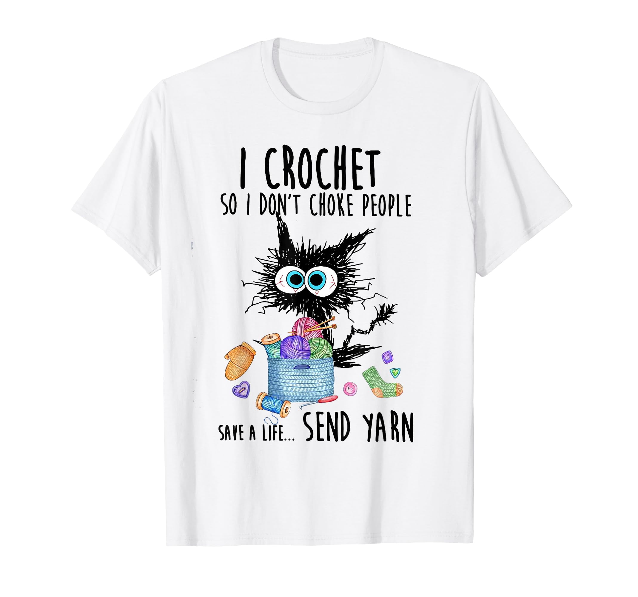 Humorous Cartoon Creature Yarn Lover T-Shirt - Perfect Gift for ...